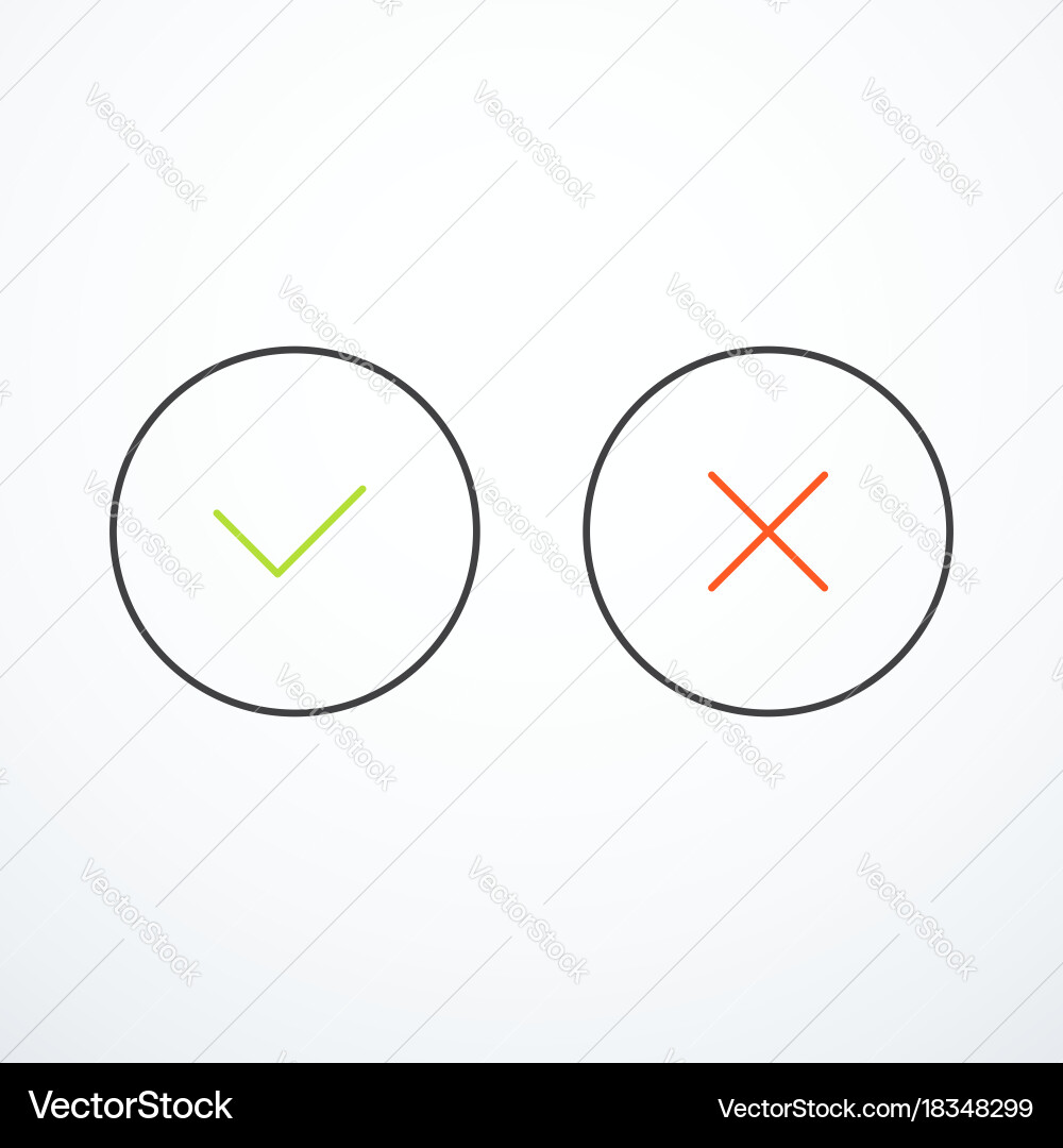 Tick and cross icons Royalty Free Vector Image