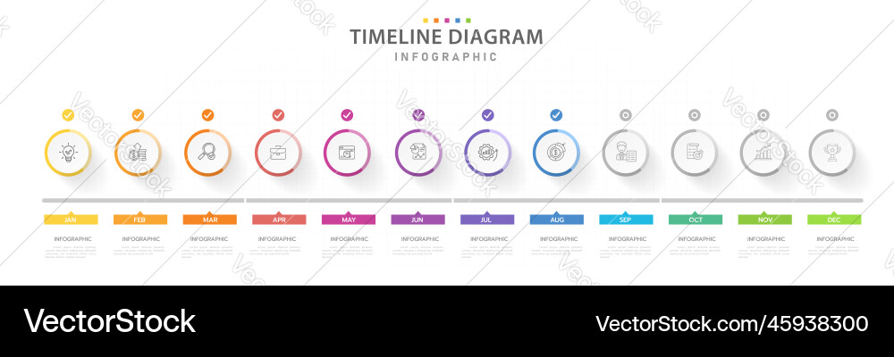 12 Month Timeline Roadmap Calendar Royalty Free Vector Image