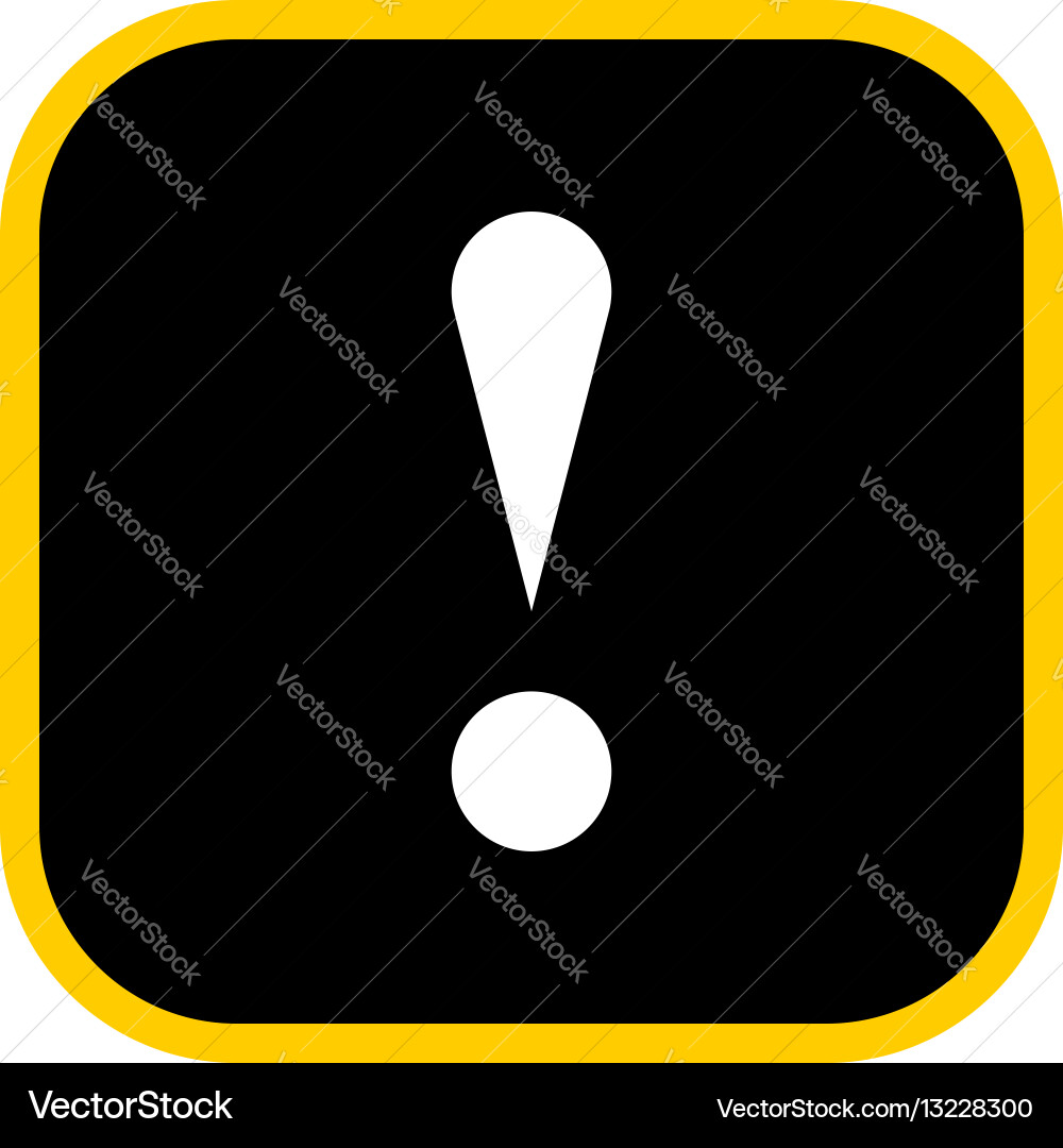 Black square exclamation mark icon warning sign Vector Image