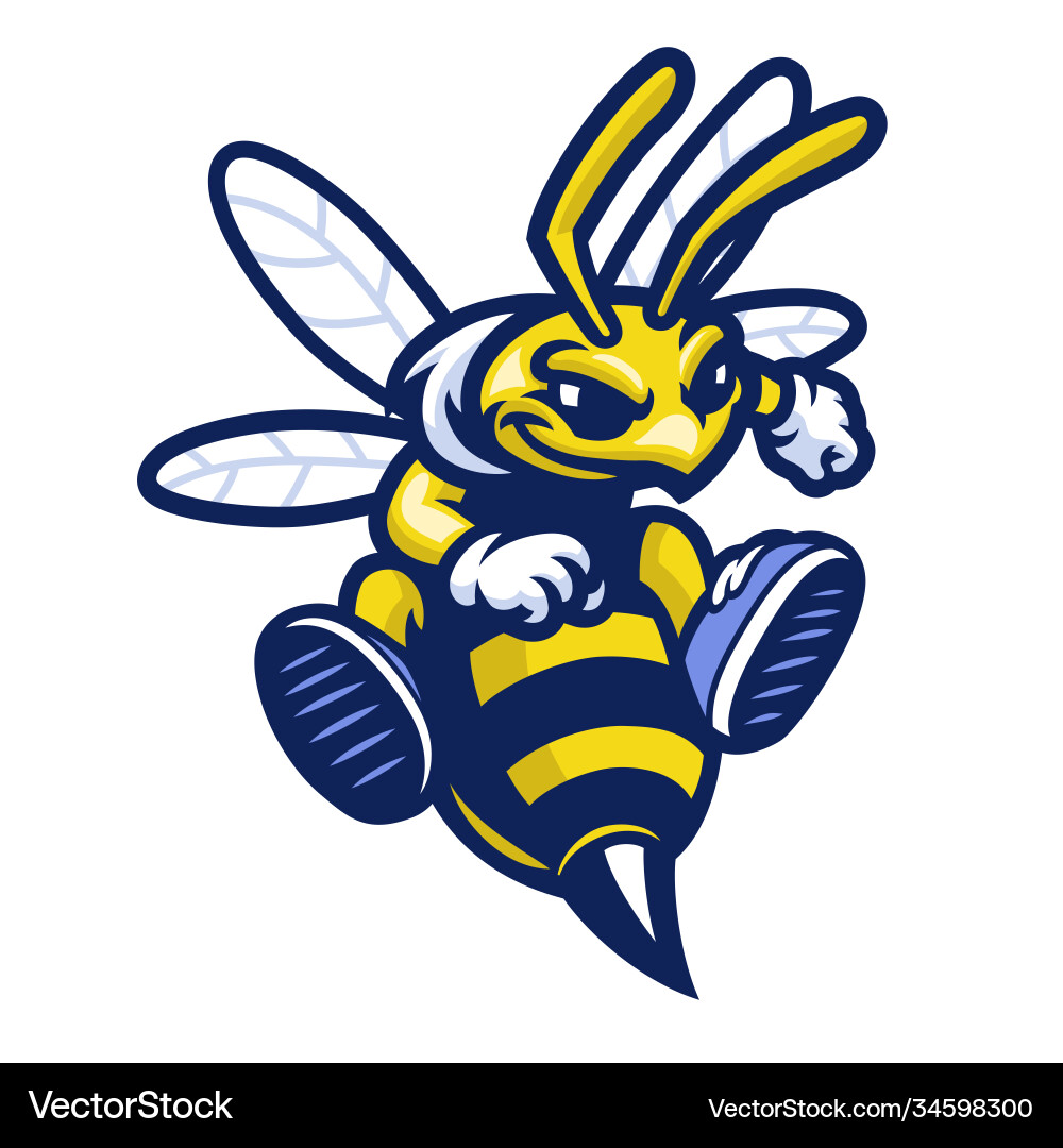 Cartoon bee sport mascot Royalty Free Vector Image