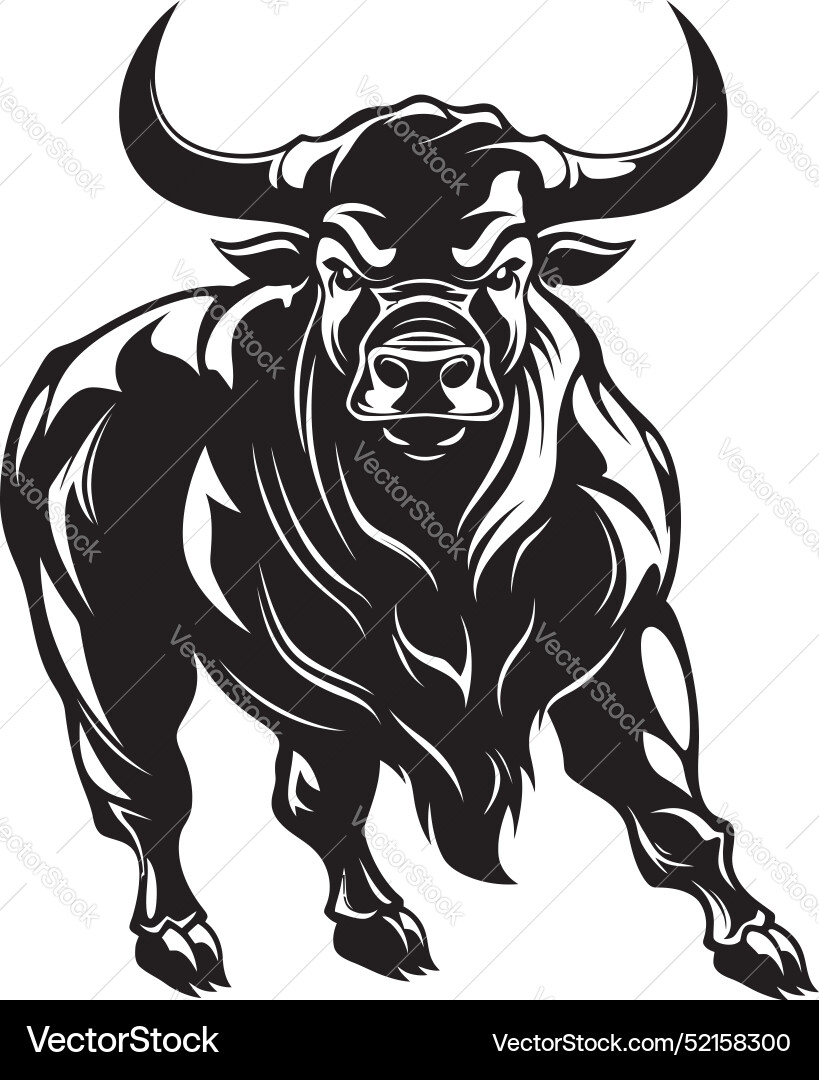 Charging champion full bodied bull icon design Vector Image