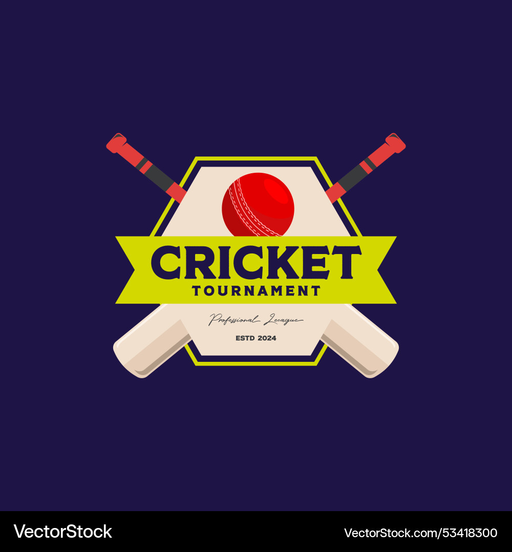 Cricket ball logo template design with octagonal Vector Image