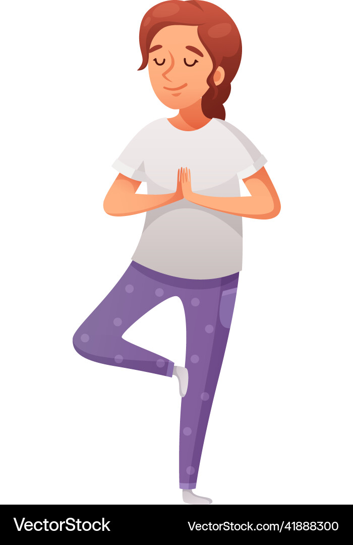 Girl tree pose composition Royalty Free Vector Image