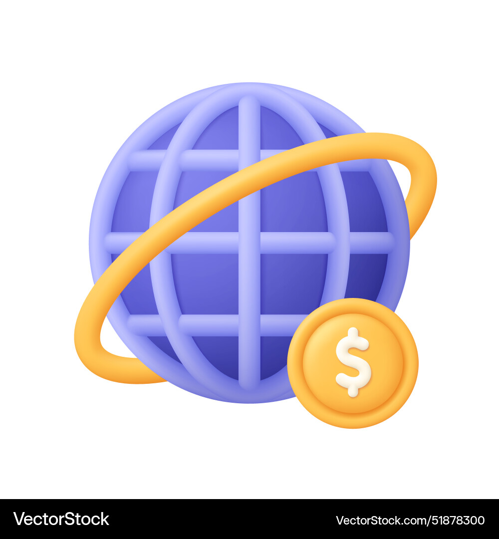 Globe with dollar coin internet banking Royalty Free Vector