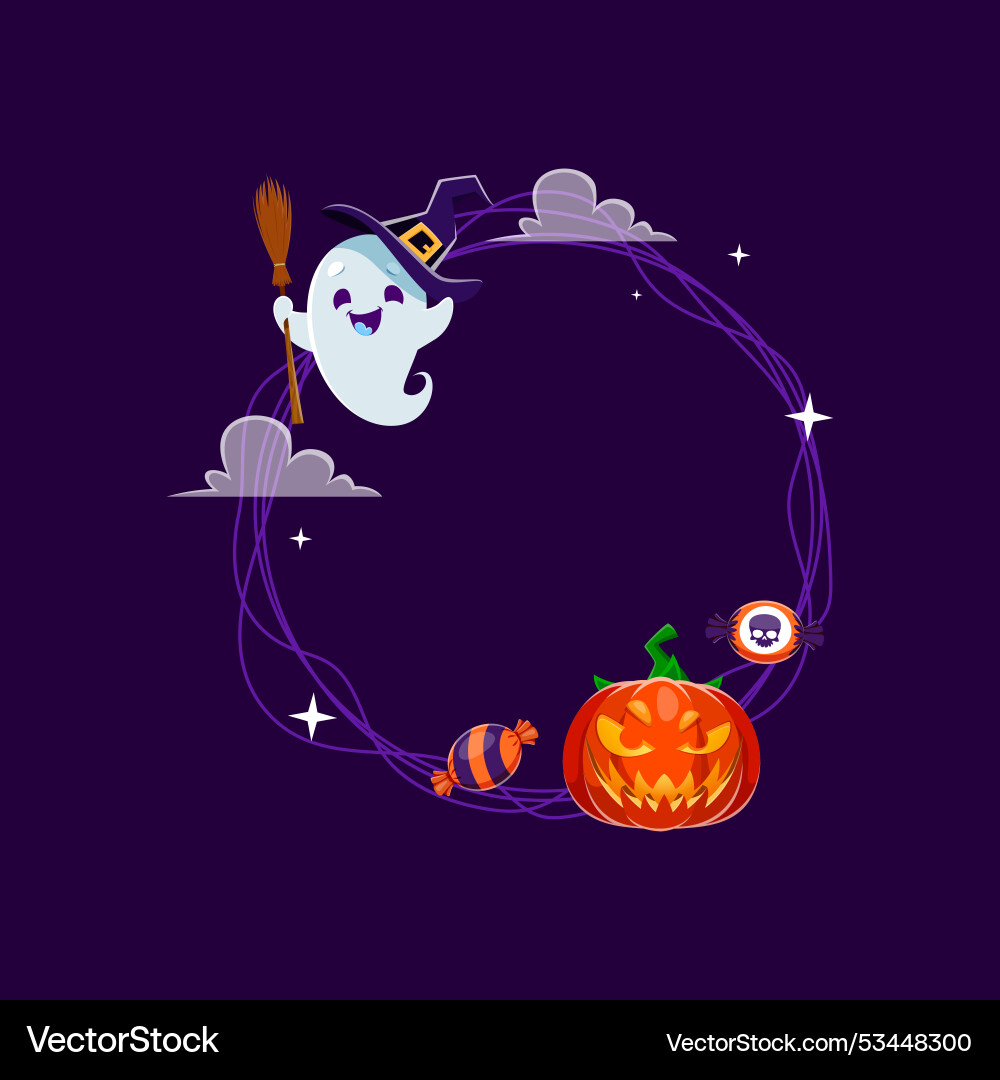 Halloween frame round holiday border Royalty Free Vector