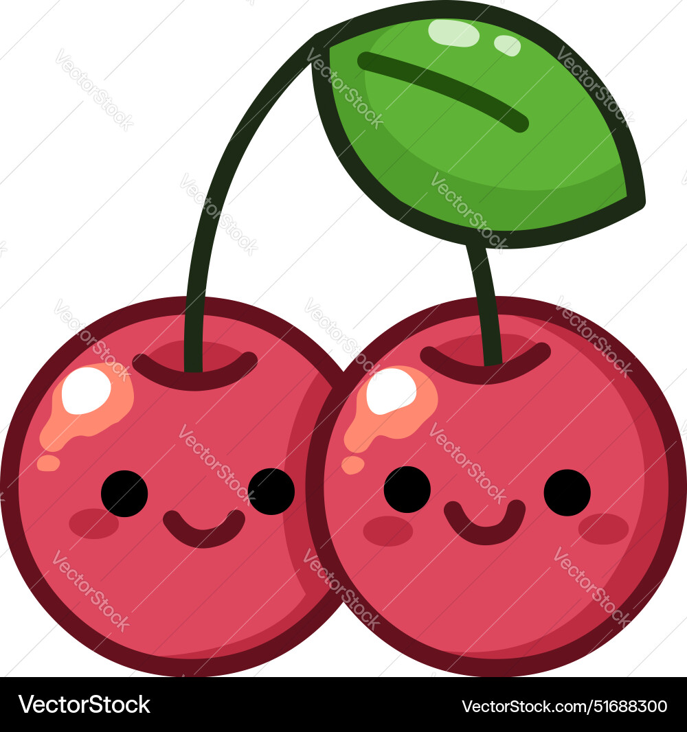 Kawaii cherry Royalty Free Vector Image - VectorStock