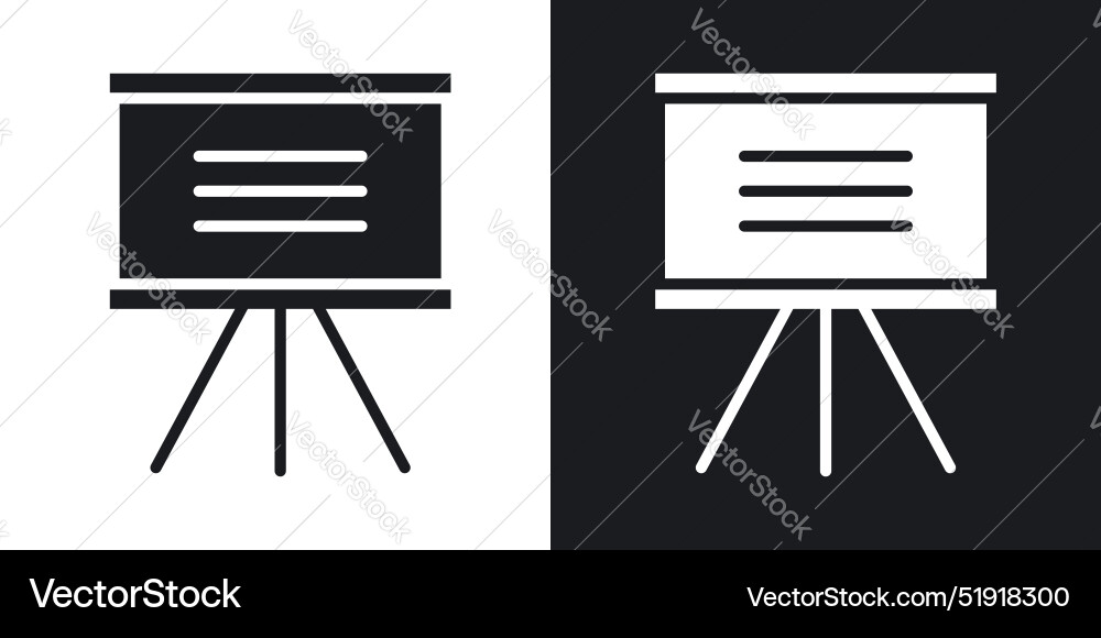 Presentation icon set in solid black and white Vector Image