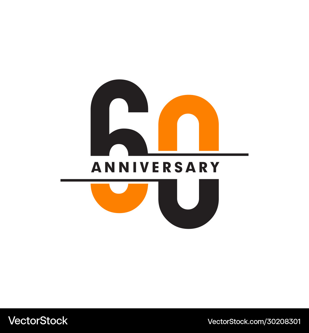 60th celebrating anniversary emblem logo design Vector Image