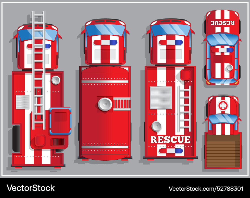 A set of fire trucks Royalty Free Vector Image