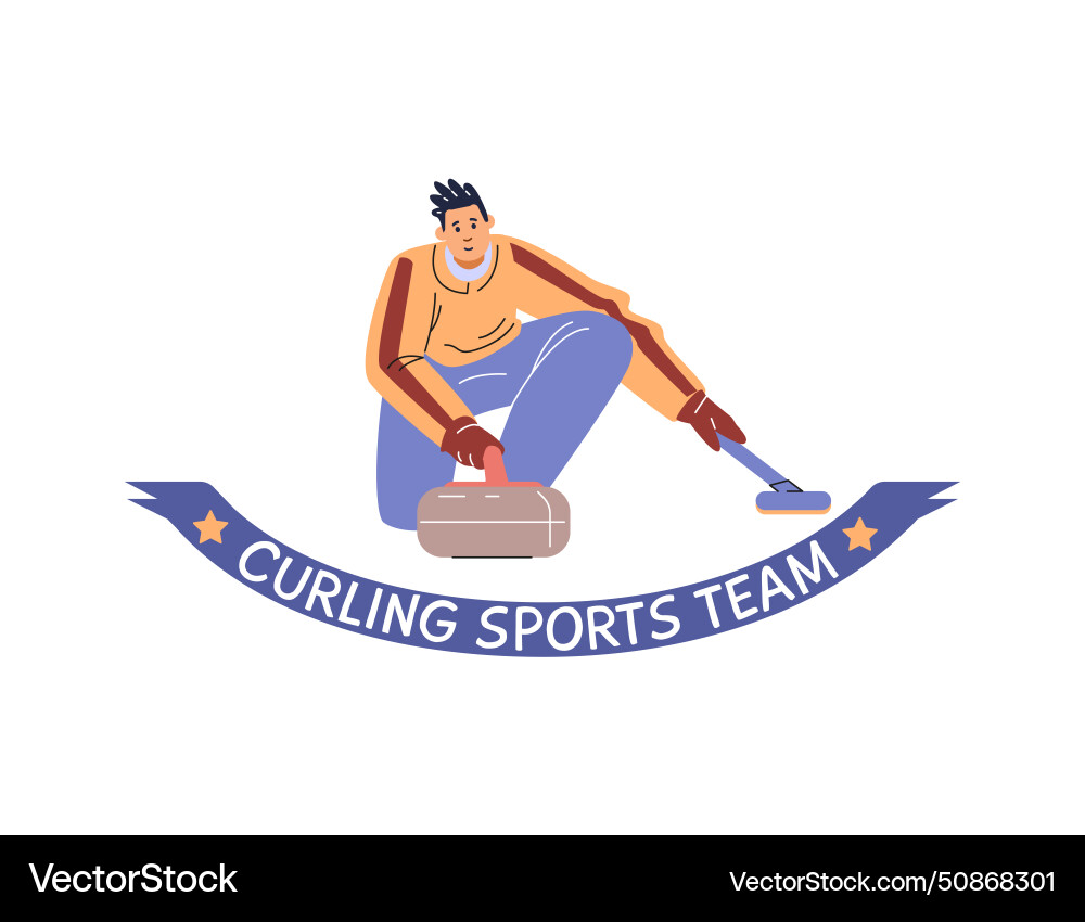 Curling player in action Royalty Free Vector Image