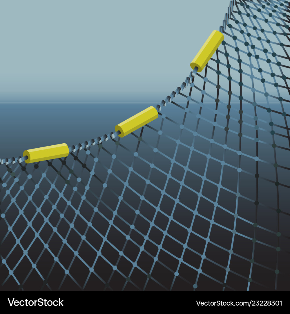 Fishing net on sea background Royalty Free Vector Image