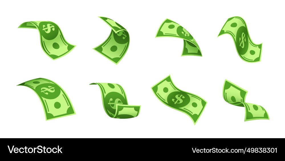 Floating Money Bills - Cash Falling Royalty Free Vector
