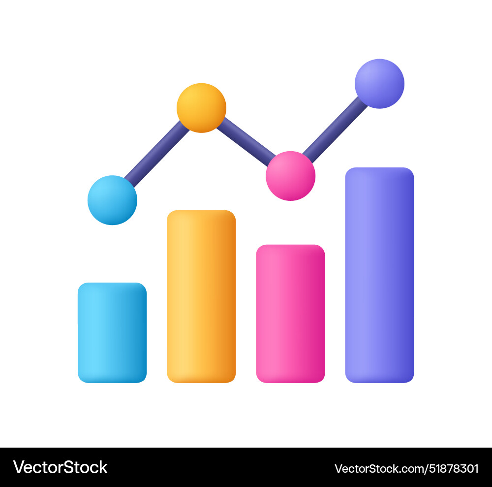 Growth bar chart with columns down and up chart Vector Image