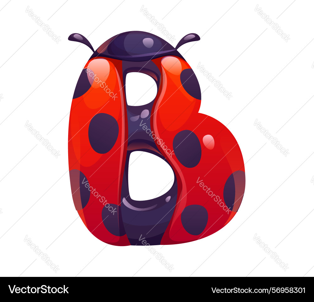 Ladybug Cartoon Schriftarten Brief b Lizenzfreier Vektor