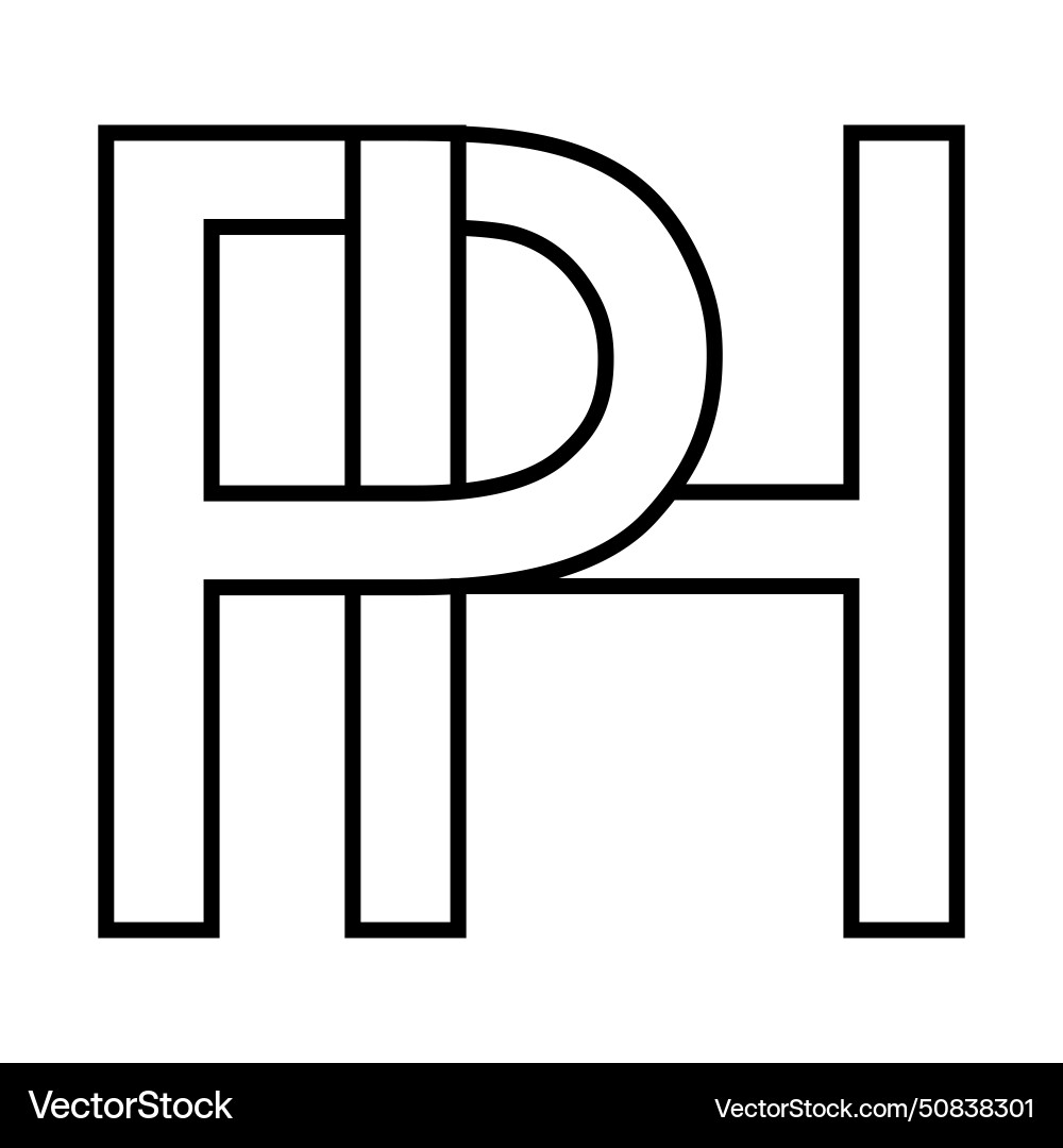 Logo sign ph hp icon double letters logotype p h Vector Image