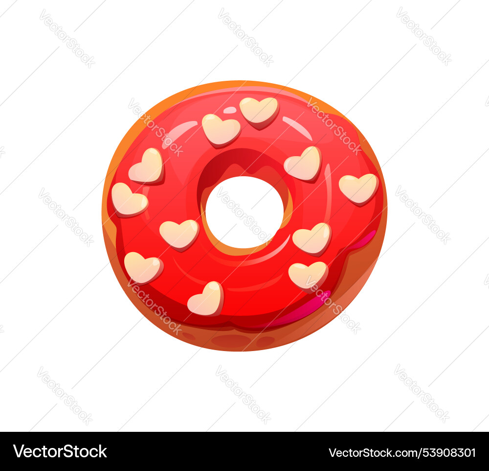 Pink Heart Donut Valentine's Treat Royalty Free Vector Image