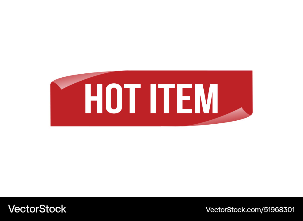 Red banner hot item on white background Royalty Free Vector