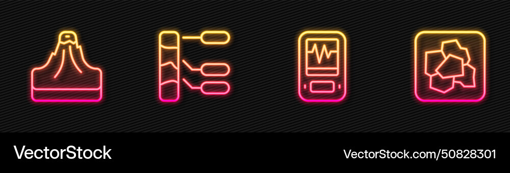 Set line seismograph volcano soil analysis Vector Image