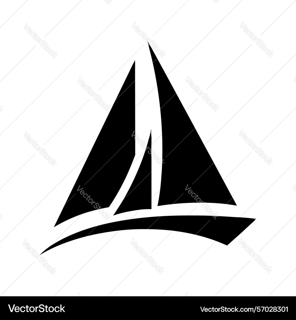Stylized sailboat silhouette with curved hull Vector Image