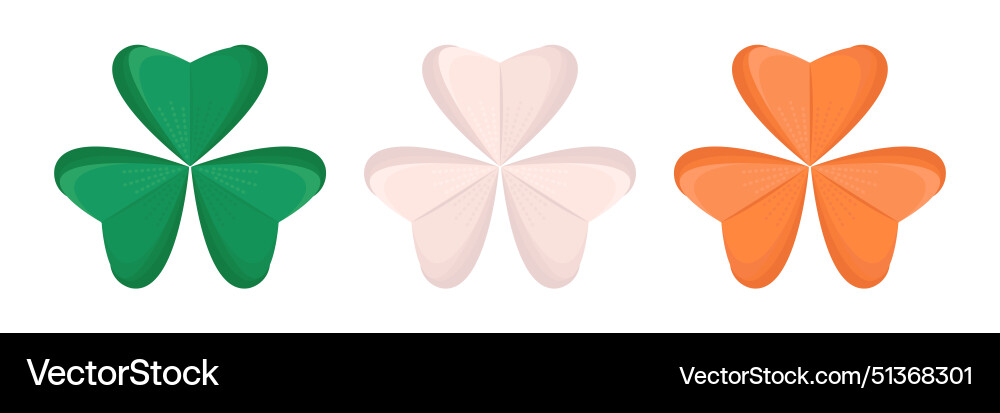 Three colorful irish clovers Royalty Free Vector Image