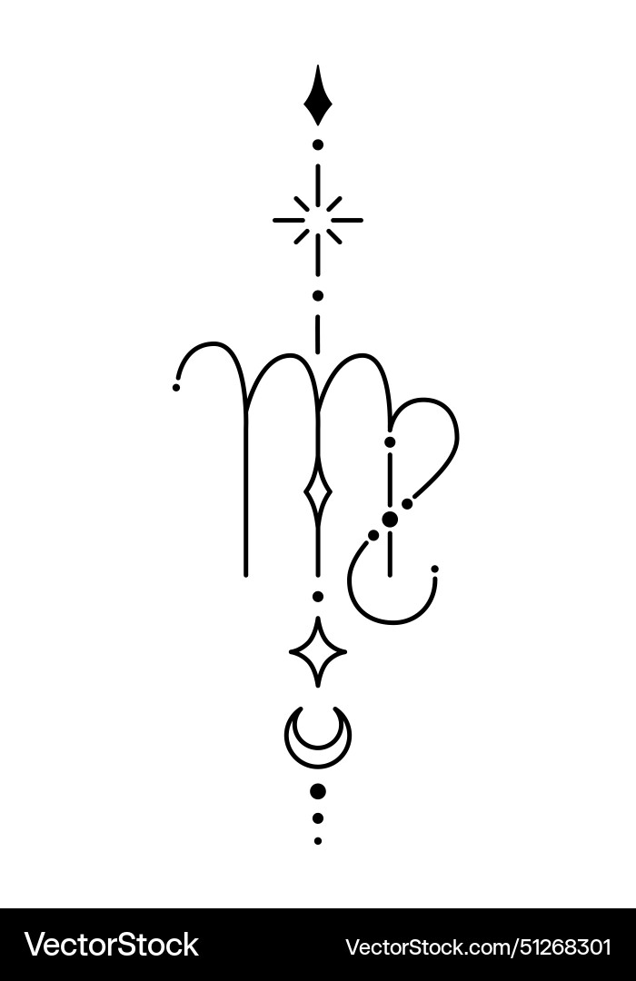 Virgo zodiac sign and symbol blackwork tattoo Vector Image