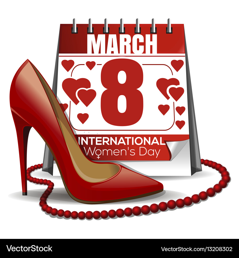 8 march card calendar with the date Royalty Free Vector