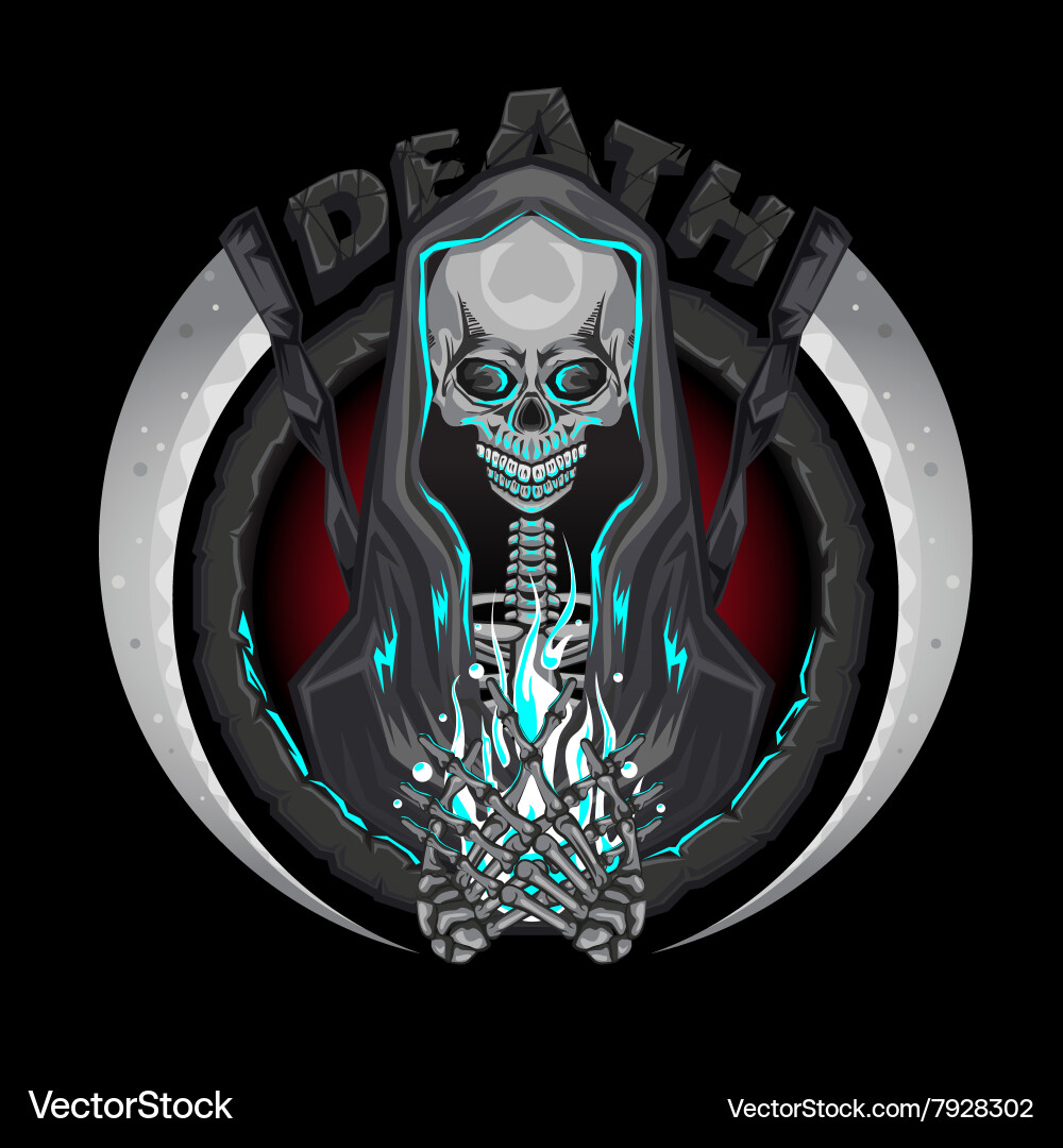 Death Reaper Skeleton with Scythe Royalty Free Vector Image