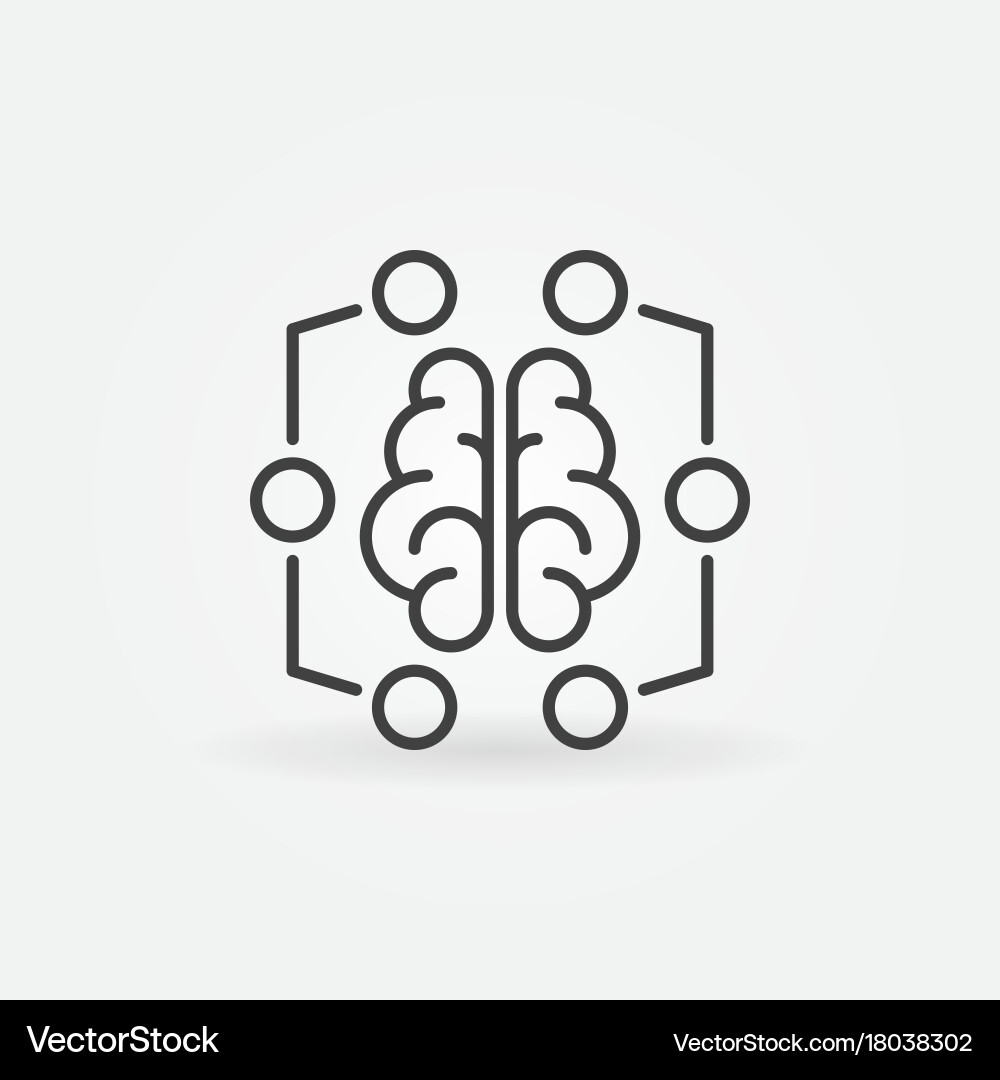 Digital brain minimal icon - machine Royalty Free Vector