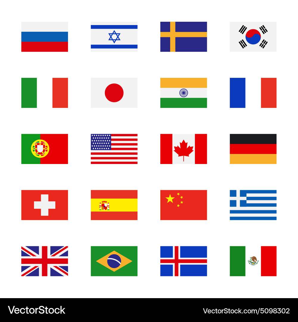 Flags flat icons Royalty Free Vector Image - VectorStock