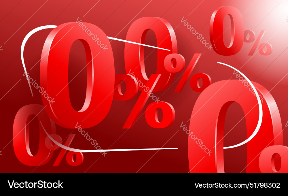 Interest free - background with many 0 percent Vector Image