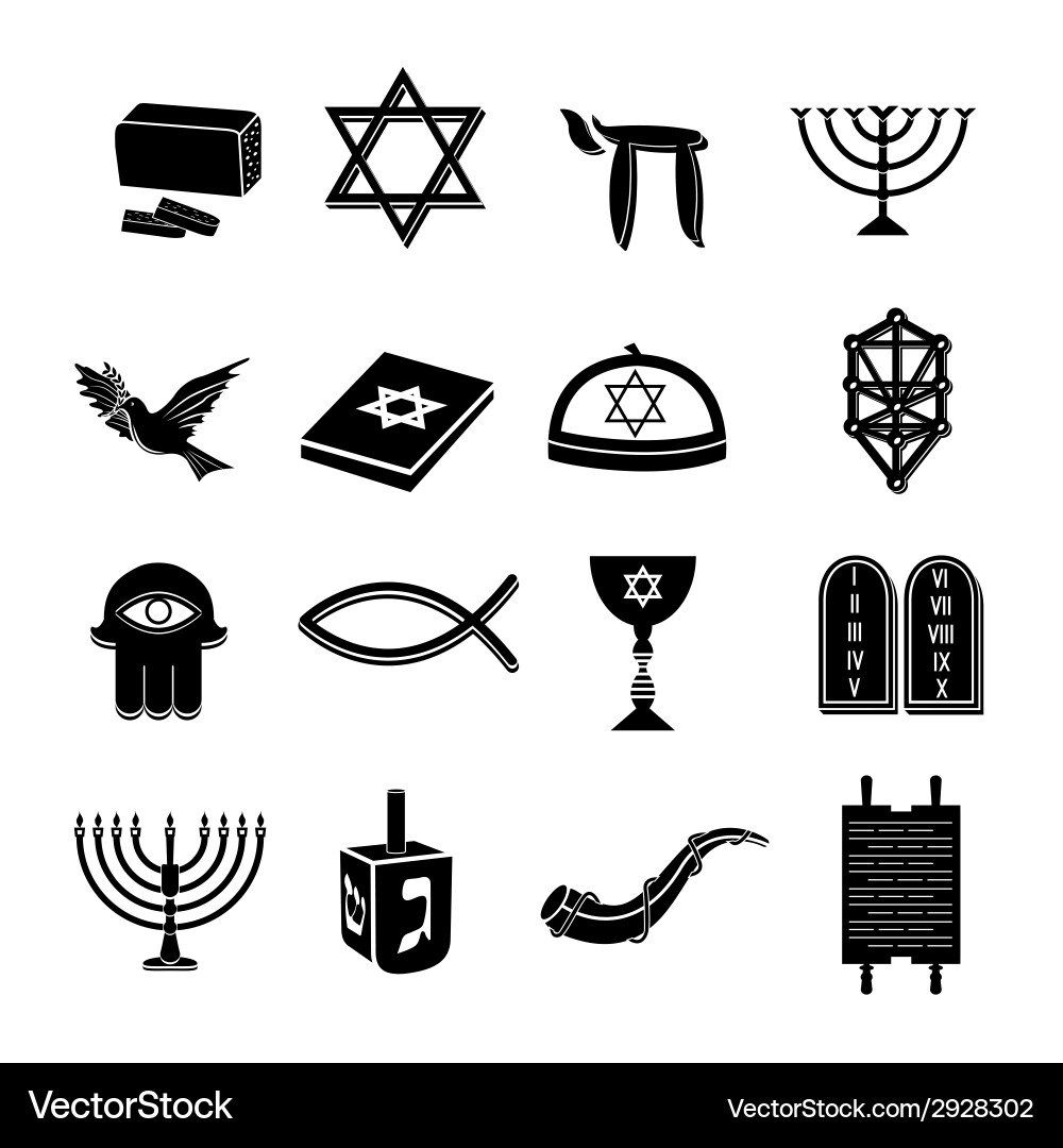 Jewish Religious Icons Set Royalty Free Vector Image