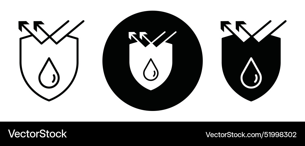 Waterproof protection outline icon collection Vector Image