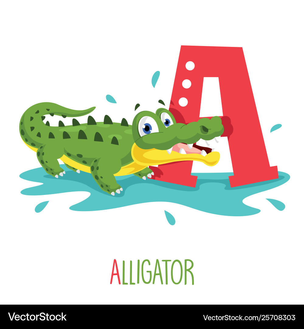 Alphabet letter a and alligator Royalty Free Vector Image