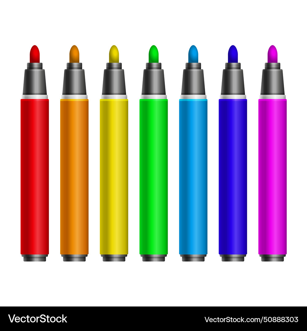 Color marker pens set on white background Vector Image