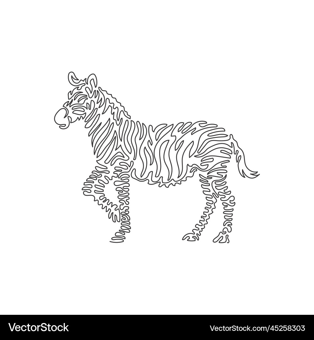 Continuous curve one line drawing of cute zebra Vector Image