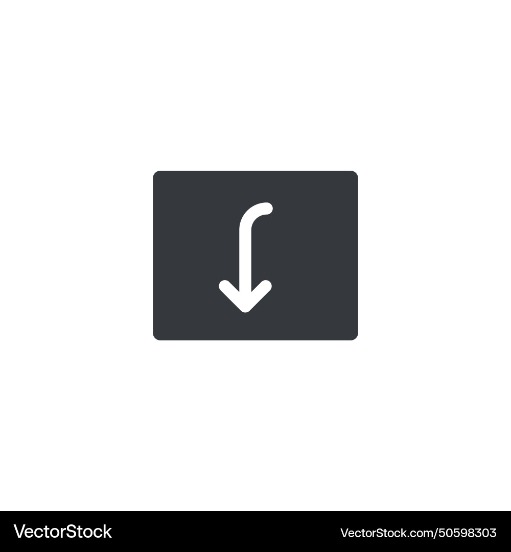 Down key icon arrow isolated on white Royalty Free Vector