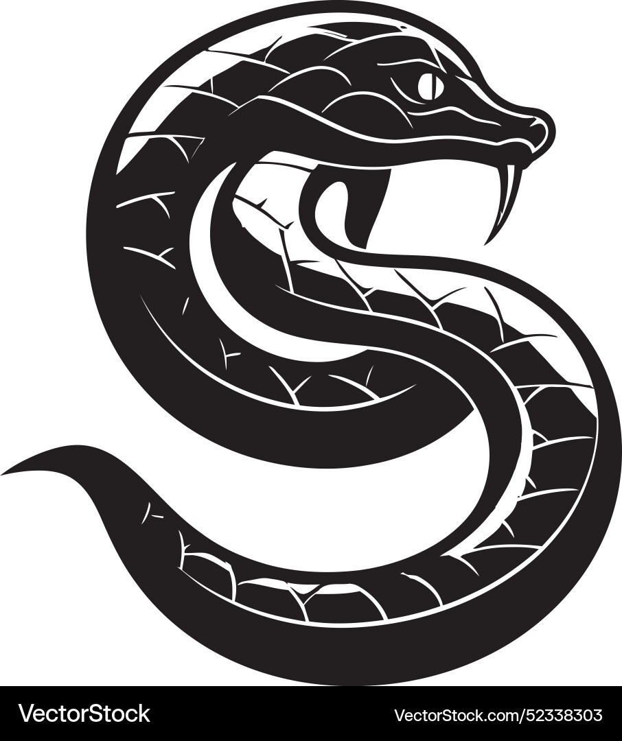 Ebony coil black snake designenigmatic mamba Vector Image