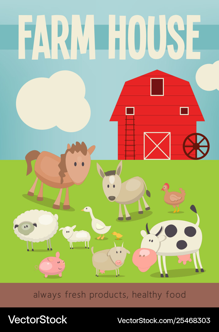 Farm house poster Royalty Free Vector Image - VectorStock