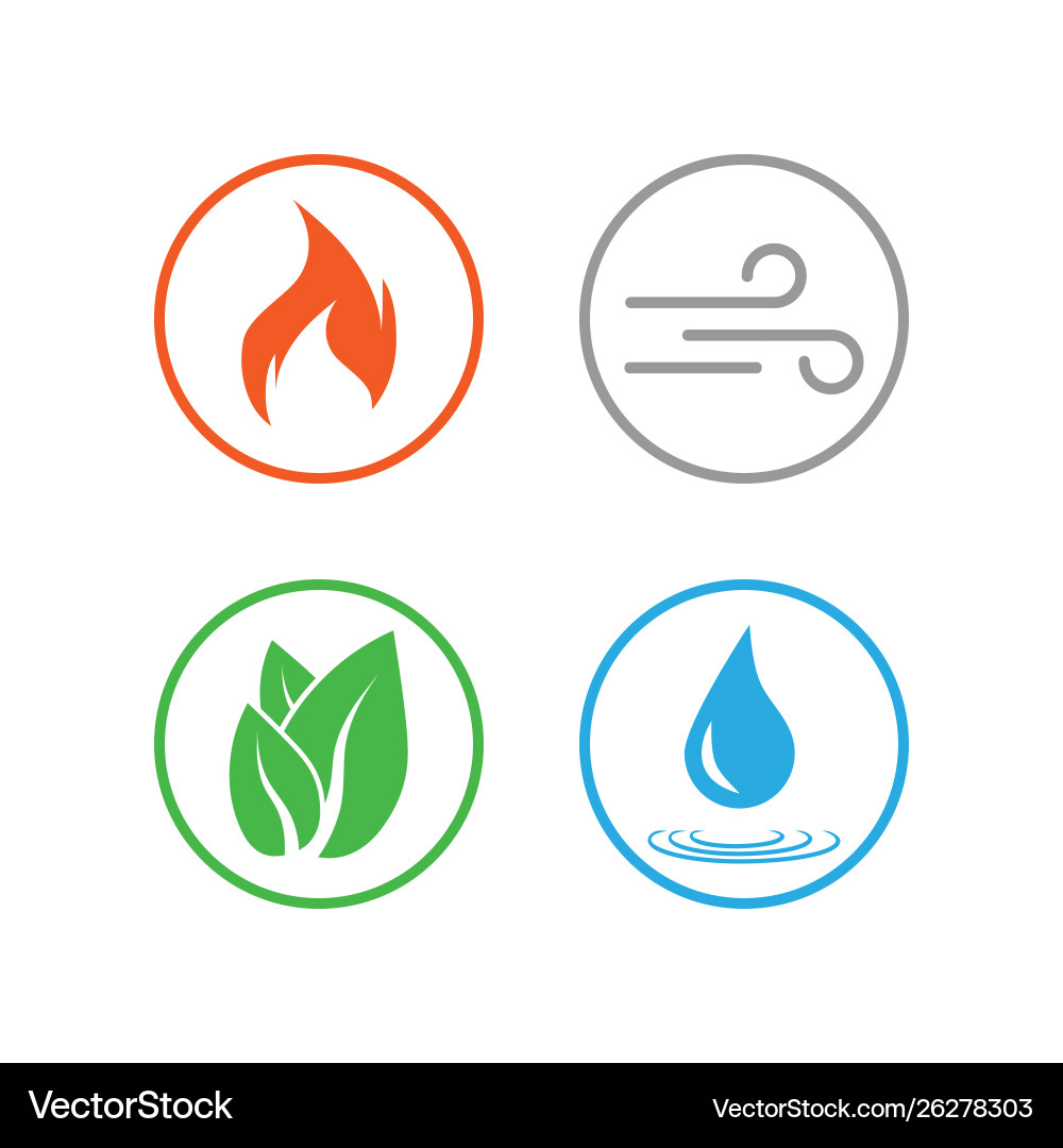 Four Elements Icon Set Royalty Free Vector Image