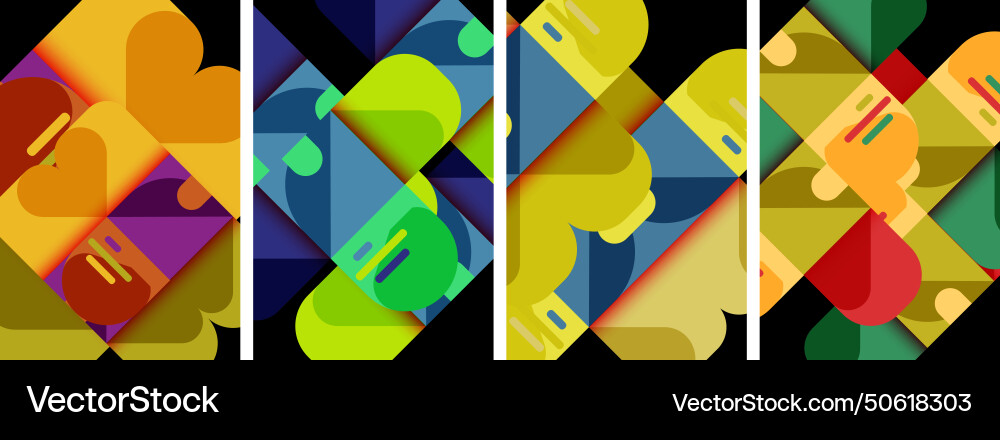 Geometric colorful poster backgrounds with squares