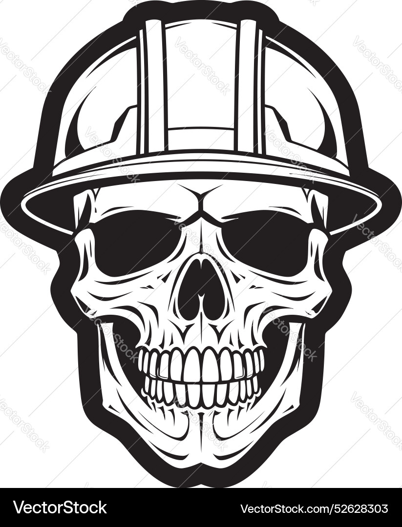 Hardhat safety skull iconic worker emblem design Vector Image
