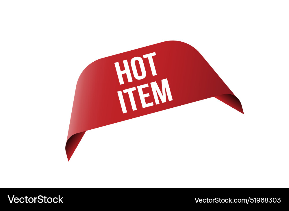 Hot item red ribbon label banner Royalty Free Vector Image