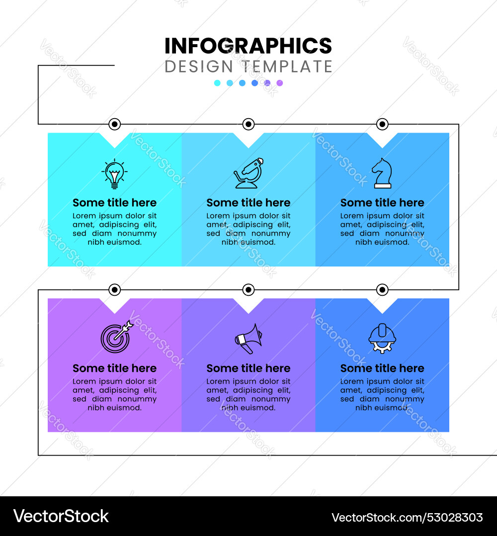 Infographic template line with 6 square banners Vector Image