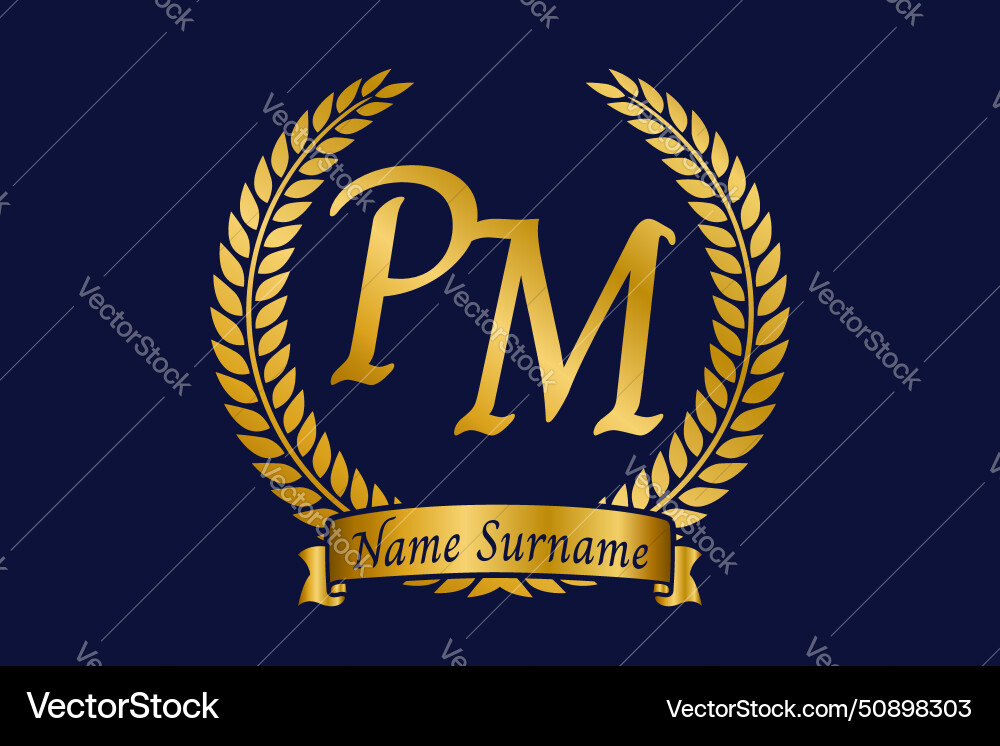 Initial letter p and m pm monogram logo design Vector Image