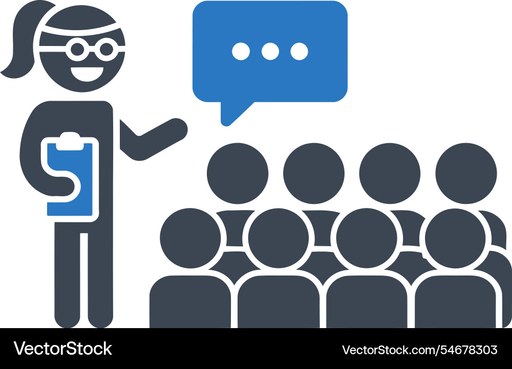 Instructor addressing audience icon Royalty Free Vector
