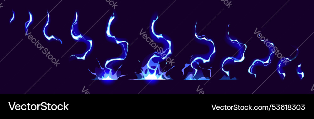 Lightning sprite animation cartoon sheet Vector Image