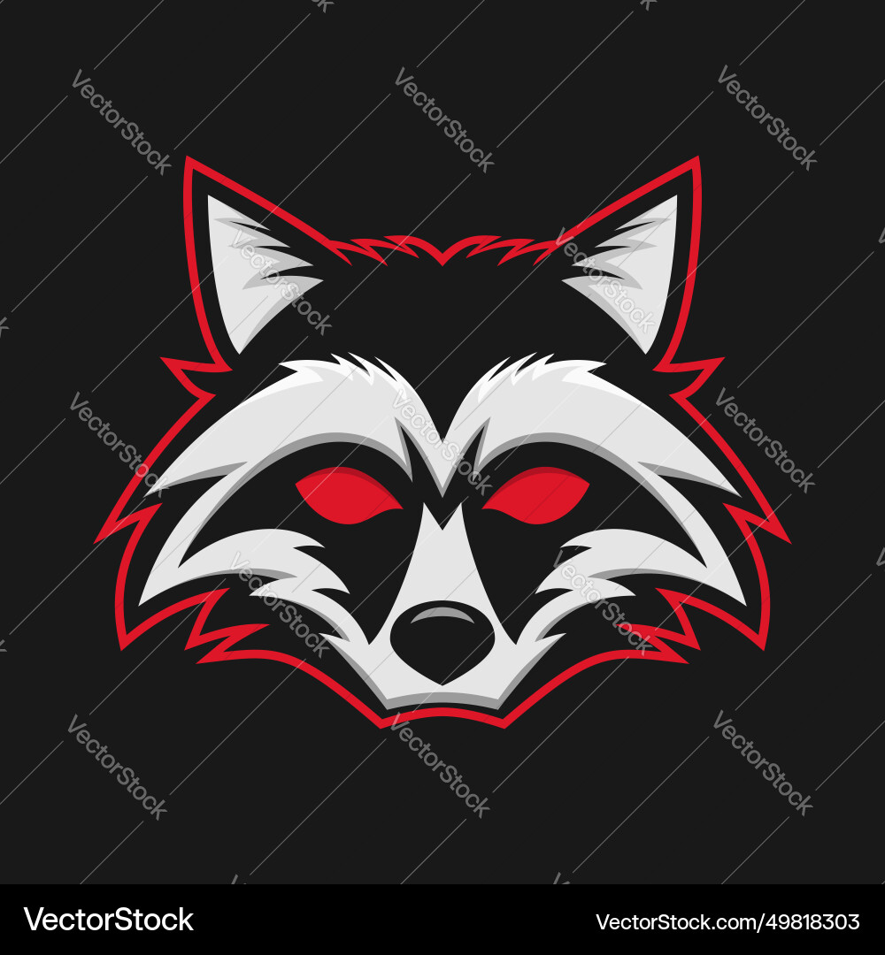 Raccoon head face logo mascot design Royalty Free Vector