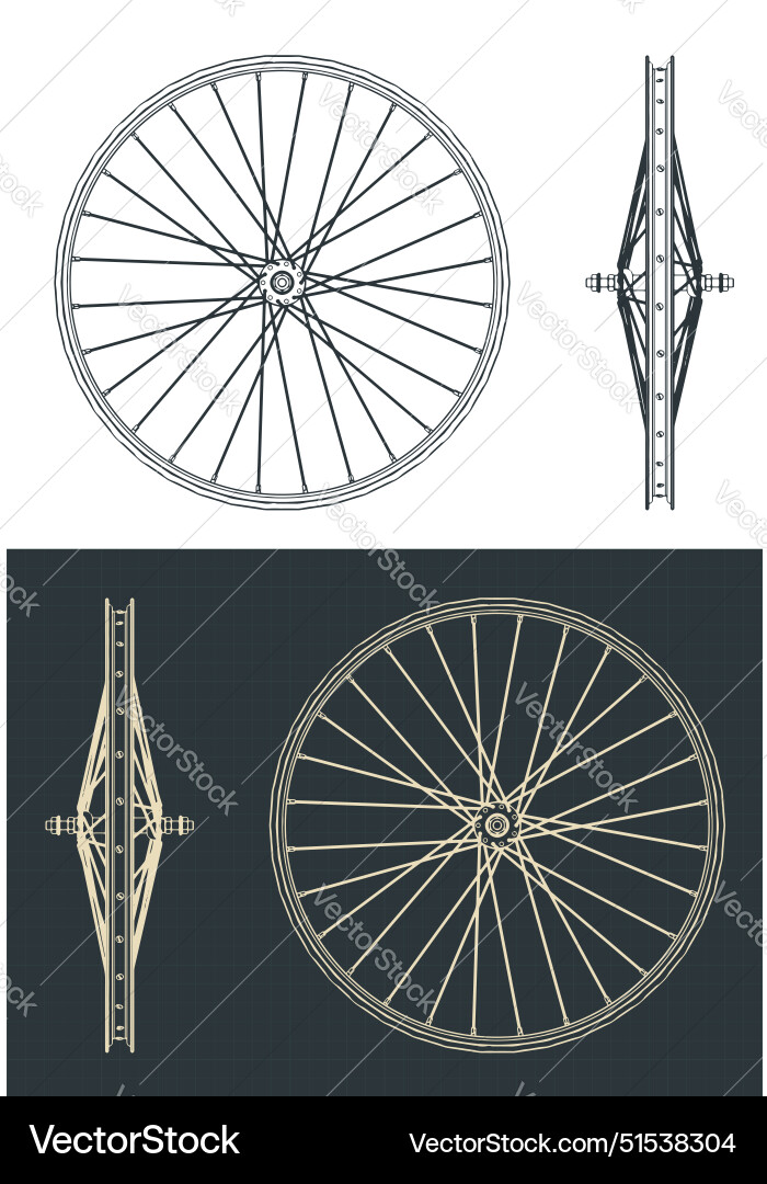 Bicycle rim blueprints Royalty Free Vector Image