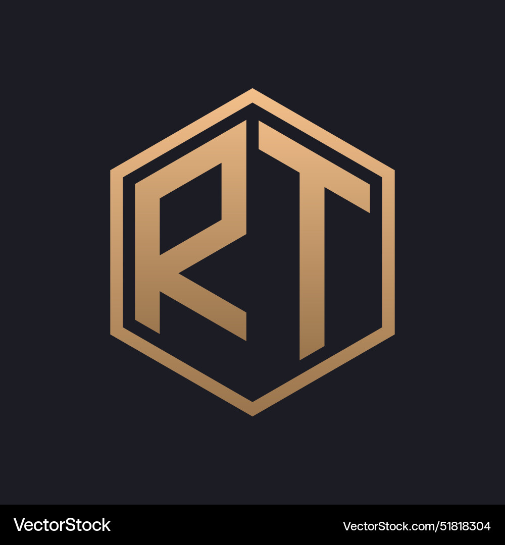 Elegant hexagon letter rt logo design initial Vector Image