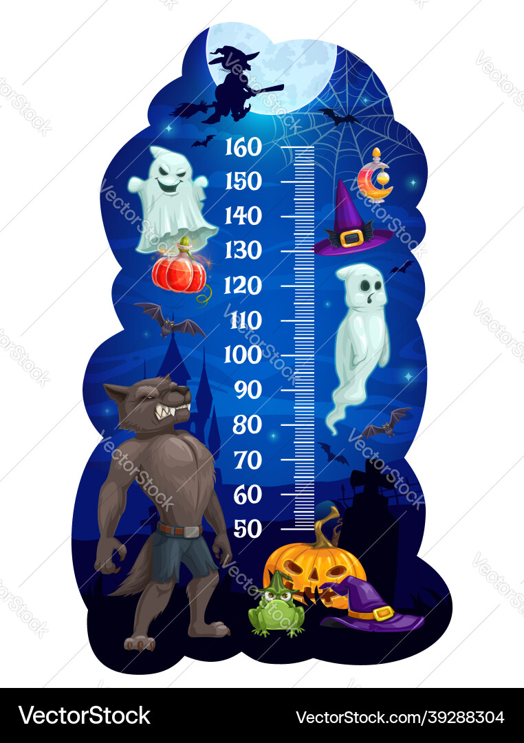 Kids height chart with halloween Royalty Free Vector Image